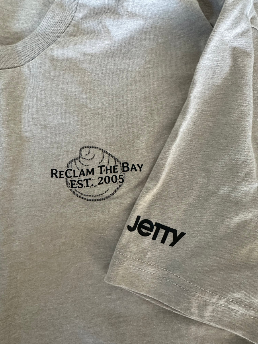 Jetty T Shirt: Upweller Map Design RCTB Tee – ReClam the Bay Store
